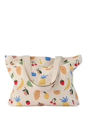 LIEWOOD Large Beige Cotton Tote Bag With Fruits Print