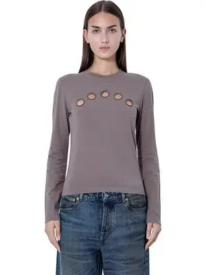 Marni Cut-out Detail Long Sleeve Top - Gray