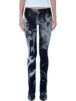 JEAN PAUL GAULTIER Mesh Printed Smoking Flare Pants - Black