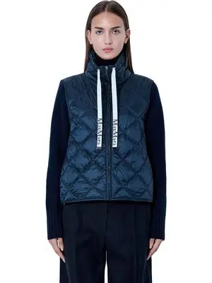 Max Mara Quilted Gilet With Drawstring Collar - Blue
