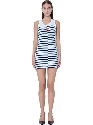 JEAN PAUL GAULTIER Stretch Cotton Asymetric Short Dress - White