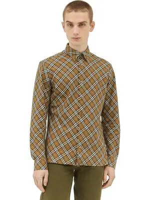 Burberry Check Cotton Shirt - Brown