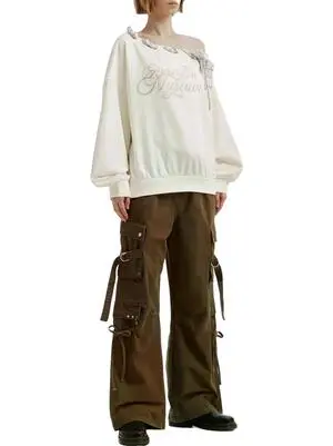 MUSIUM DIV. Logo-print Scarf-detail Sweatshirt - Neutrals