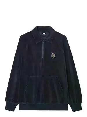 FINGERCROXX Corduroy Half-zip Sweater - Blue