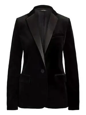 Ralph Lauren Velvet Single-breasted Blazer - Black