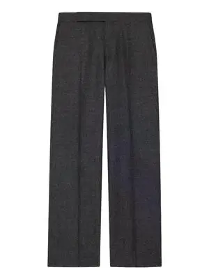 LARDINI Flat-front Straight-leg Trousers - Grey