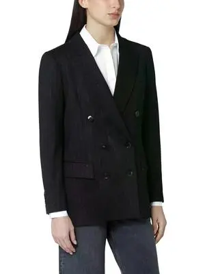 VITOVI Pinstriped Double-breasted Blazer - Black