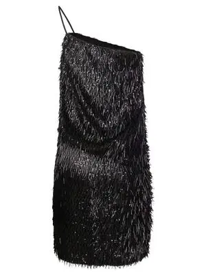 Amen Sequin-embellished One-shoulder Mini Dress - Black