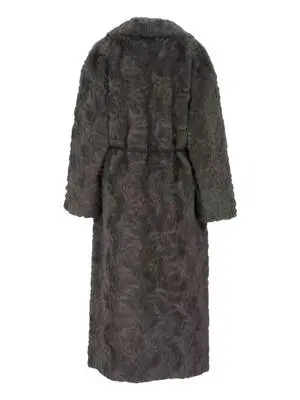 URBANCODE Belted Faux-fur Coat - Grey