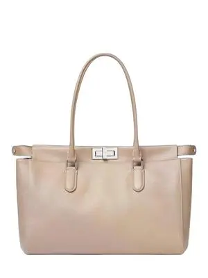 Fendi Small Peekaboo Grained Leather Tote Bag - Neutrals