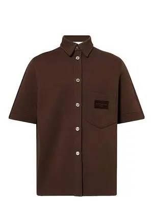 Givenchy Embroidered-logo Short-sleeve Cotton-blend Shirt - Brown