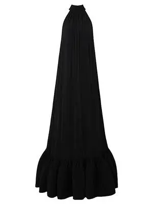 MALINA Lykke Ruffled-hem Woven Maxi Dress - Black