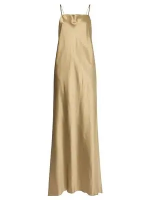 TWP Scoop Back Satin Maxi Slip Dress - Kelp