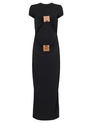 JEAN PAUL GAULTIER Leather Label Stretch-jersey Midi Dress - Black