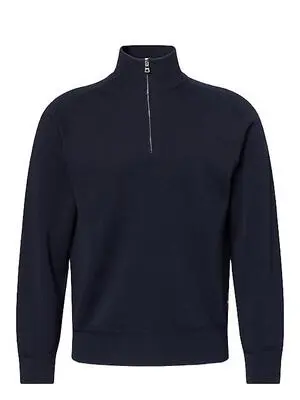 Orlebar Brown Lennard Half-zip Ribbed Merino-wool Jumper - Night Iris