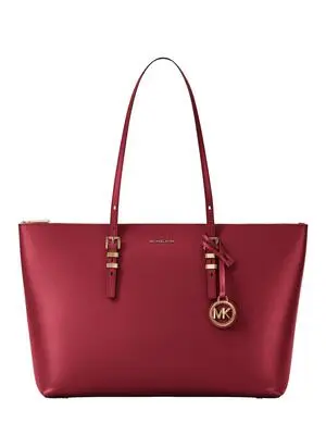 Michael Kors Quinn Large Pebbled Leather Tote Bag In - One Size By Red