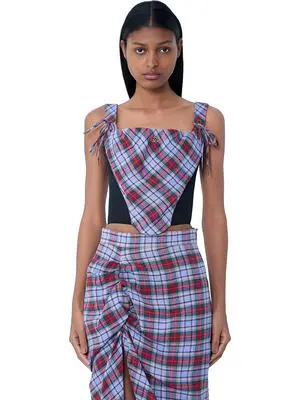 VIVIENNE WESTWOOD Plaid Patterned Corset Top - Red