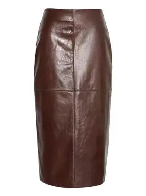SPORTMAX Leather Panelled Midi Skirt