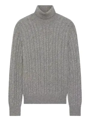 LARDINI Cable-knit Roll-neck Sweater - Grey