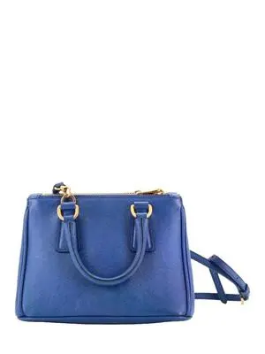 PRADA Galleria Double Zip Tote Saffiano Leather Mini Crossbody Bag