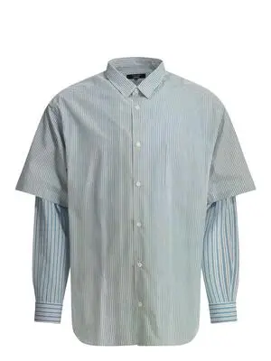 Comme Des Garçons Striped Layered-sleeve Shirt - Blue
