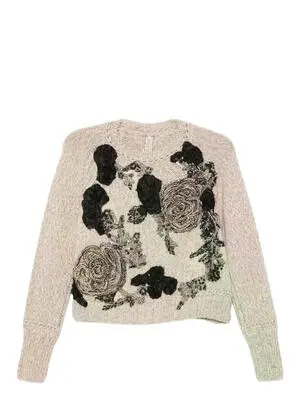 ANTONIO MARRAS Floral-appliqué Sequin-embellished Sweater