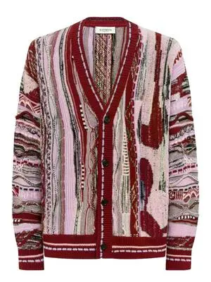 LANEUS Jacquard-knit Cardigan - Red