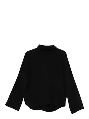 ALLUDE High-neck Wide-sleeve Sweater - Black