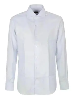 BARBA NAPOLI Spread-collar Cotton Shirt - Blue