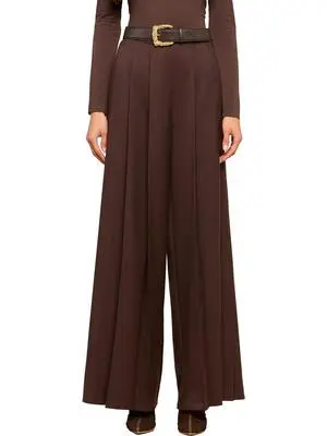 L'Agence Nova Pleated Wide-leg Pants Dark Java
