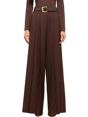 L'Agence Nova Pleated Wide-leg Pants - Dark Java