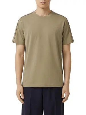 BURBERRY Crewneck Cotton T-shirt With Tone-on-tone Embroidered Ekd Logo