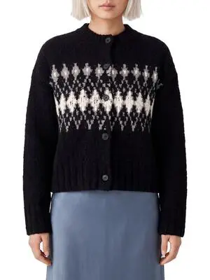 ALTUZARRA Wool Crewneck Cardigan With Abstract Jacquard Pattern