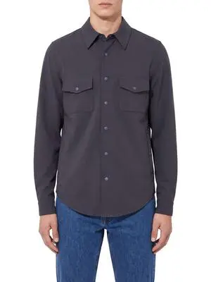 Aspesi Wool Blend Shirt Jacket With Patch Pockets - Navy