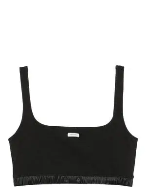 ENTIRE STUDIOS Square Neck Ribbed Shirt With Front-logo Patch, Poplin Insert & Two-button Detail - Nero