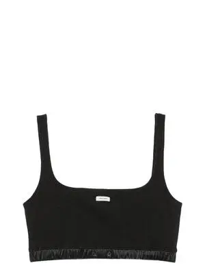 ENTIRE STUDIOS Square Neck Ribbed Shirt With Front-logo Patch, Poplin Insert & Two-button Detail - Nero