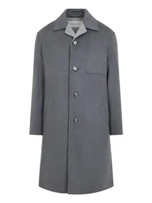 AMI Paris Double-breasted Wool Cashmere Car Coat Jacket - Grey