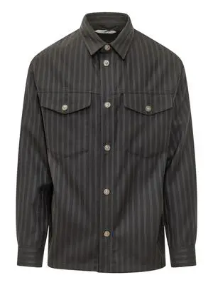 Versace Greek Jacquard Blouson Overshirt - Black