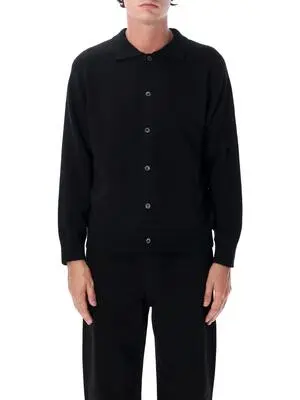 DUNST Button-front Knit Polo Sweater - Nero