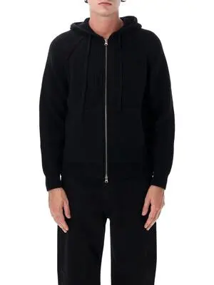 DUNST Zip-front Hooded Knit Sweater - Nero