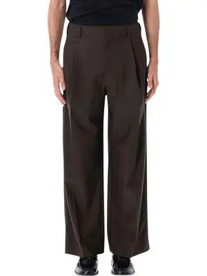 LEMAIRE Wide-leg Wool Blend Trousers - Moss