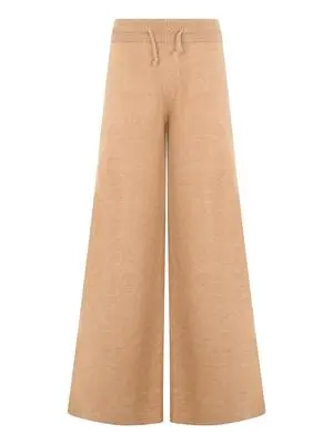 AUTRY Loose Wool-cashmere Pants With Elastic Waist And Wide-leg Silhouette - Beige