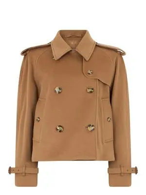 BURBERRY Burberry Cashmere Mini Double-Breasted Cropped Trench Coat With Adjustable Cuffs