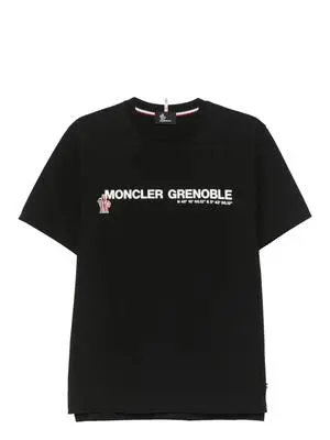 Moncler Crew Neck T-shirt With Grenoble Print - Nero