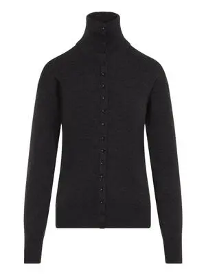 LEMAIRE Buttoned Wool Top - Black