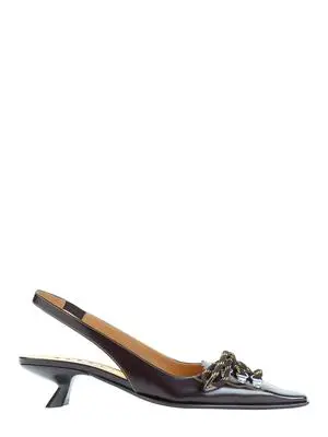 Marni Marni Leather Slingback Kitten Heel Pumps Brown