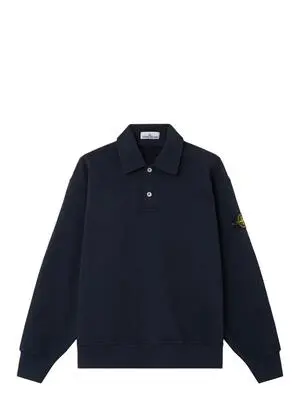 STONE ISLAND Stone Island Brushed Fleece Polo Shirt With Classic Collar & Button Placket