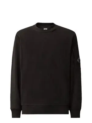 C.P. COMPANY CP Company Ribbed Crewneck Sweatshirt With Back Embroidered Logo And Lens Detail Nero