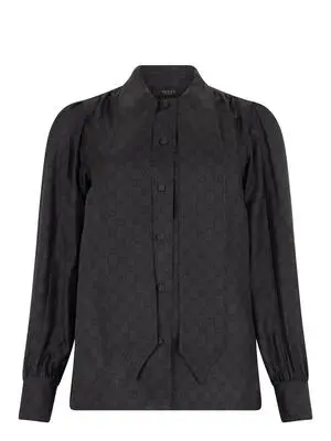 GUCCI Gucci Monogram Silk Shirt With Front Closure And Collar