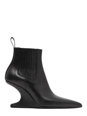 Rick Owens Leather Sculptural Heel Ankle Boots - Black